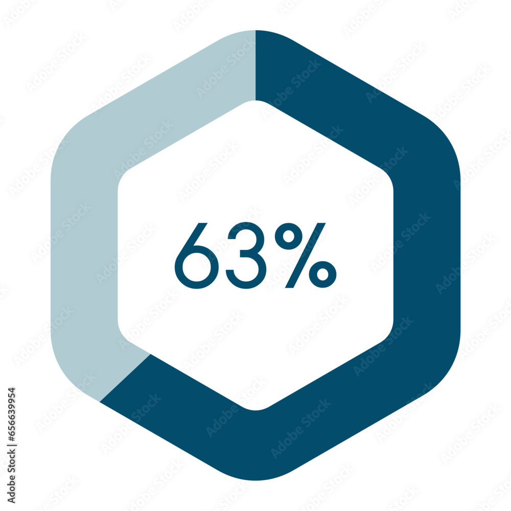 63 percent hexagon shape percentage diagram vector illustration ...