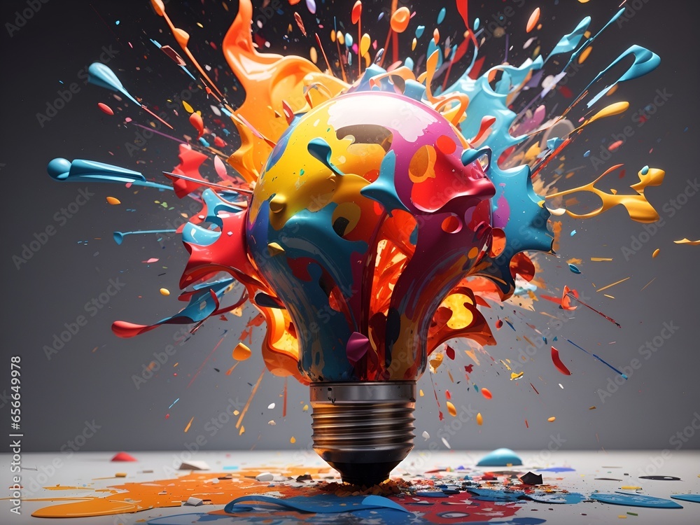Energize Creativity with Explosive Light Bulb Art - Burst of Colors and ...