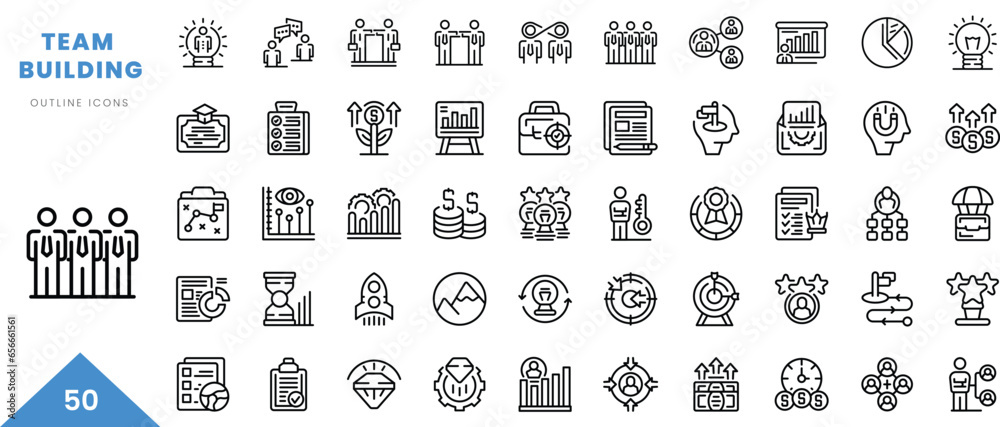 team building outline icon collection. Minimal linear icon pack. Vector ...