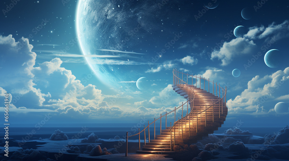 Stairway to heaven concept art. Glowing staircase leading to the ...