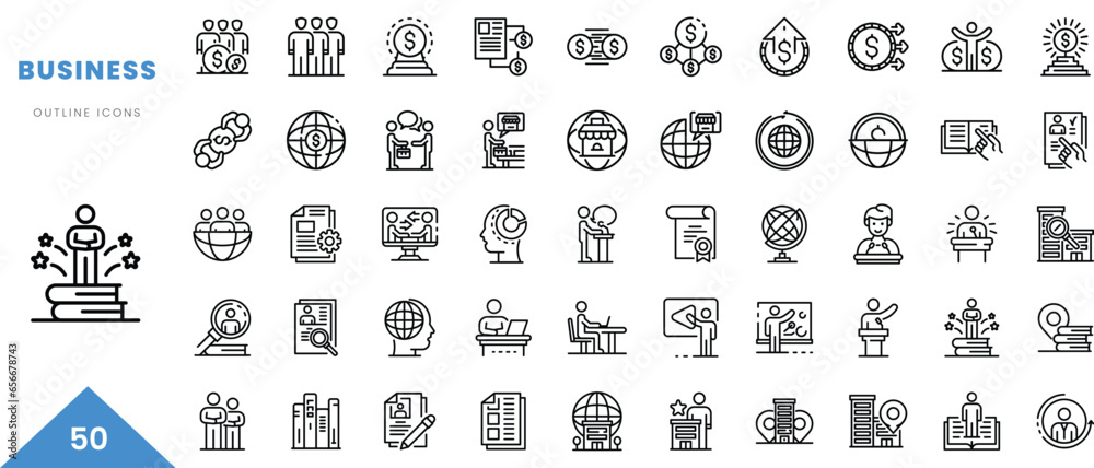business outline icon collection. Minimal linear icon pack. Vector ...