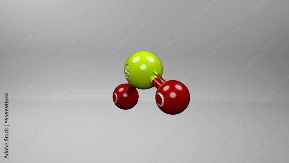 Sulfur dioxide molecule. Molecular structure of sulfur dioxide, toxic ...