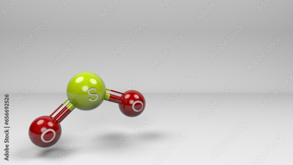 Sulfur dioxide molecule. Molecular structure of sulfur dioxide, toxic ...