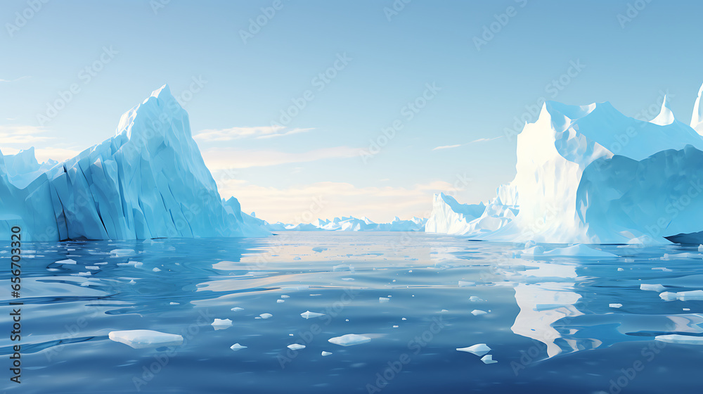 Witness a polar ice cap slowly melting, with chunks of ice breaking ...