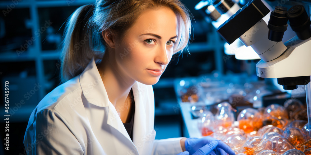 Professional Cytotechnologist Using Microscope to Detect Abnormal Cells ...