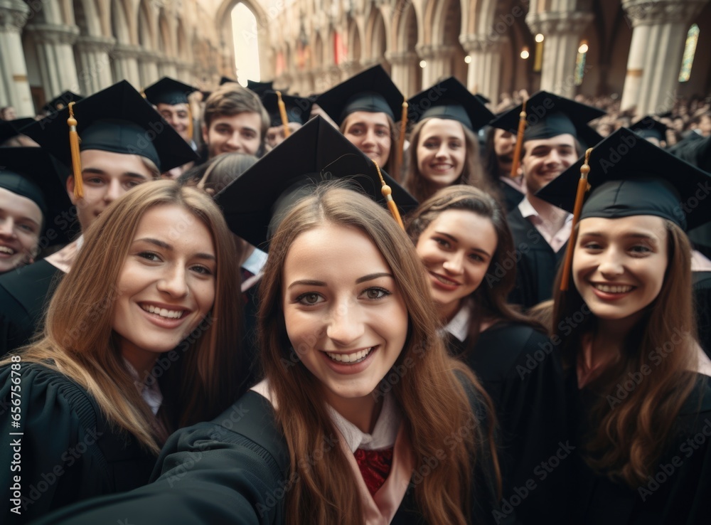 Happy time graduation, university institute school, graduation mantle ...