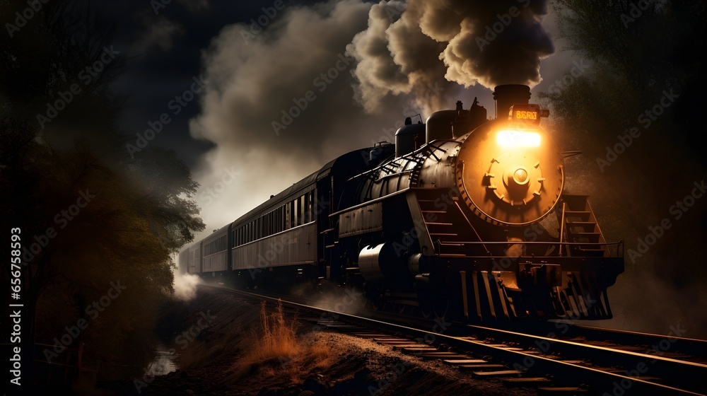 antique steam locomotive, vintage train, sunset and forest, screensaver ...