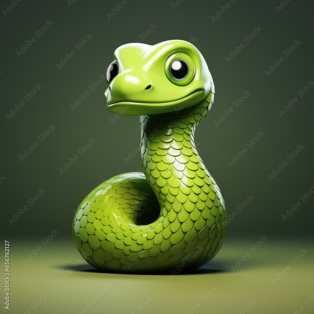 snake characters and 3D objects made in minimalist styles on an ...