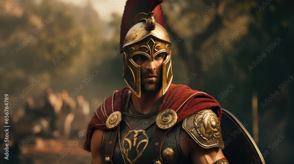 Surrounded by the mesmerizing beauty of an ornate Roman garden, a ...