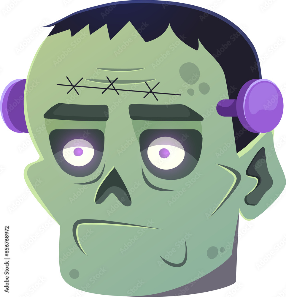 Cartoon zombie head. Illustration isolated on transparent background ...