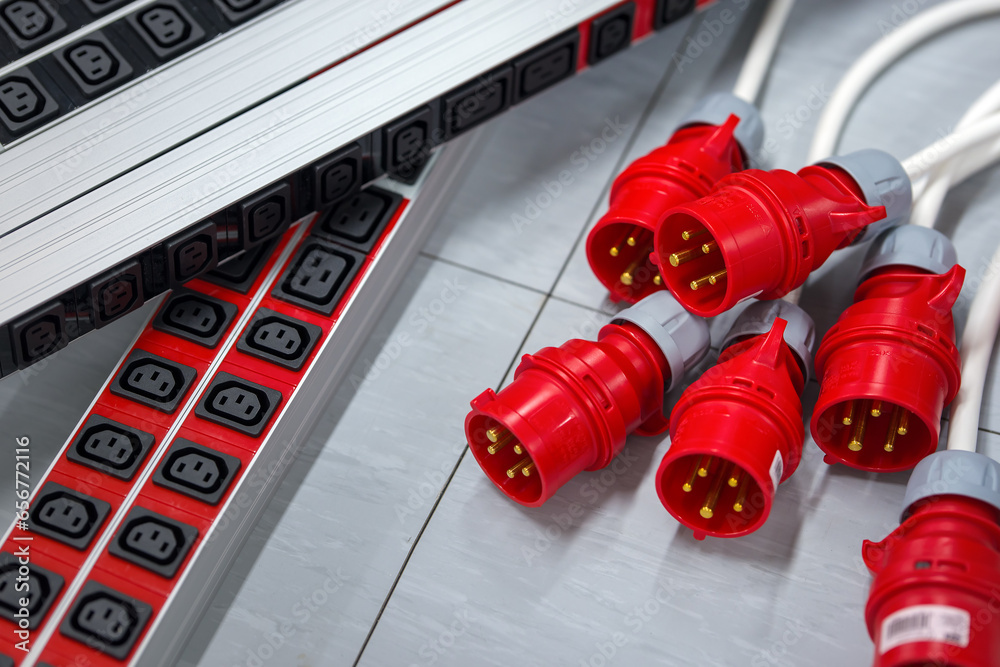 Rails with IEC 60320 C13 and IEC 60320 C19 electricity sockets and ...