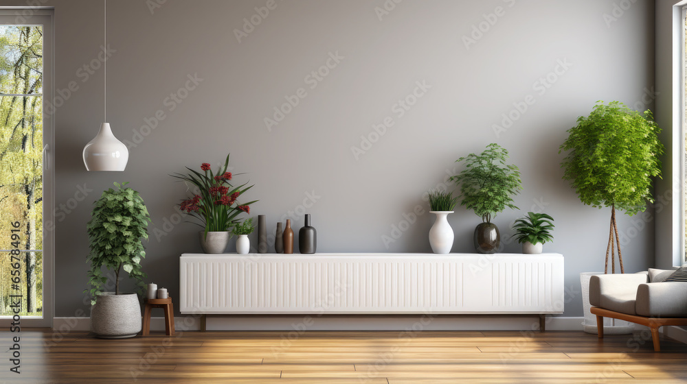 Generative AI, steel panel vertical heating radiator in the interior ...