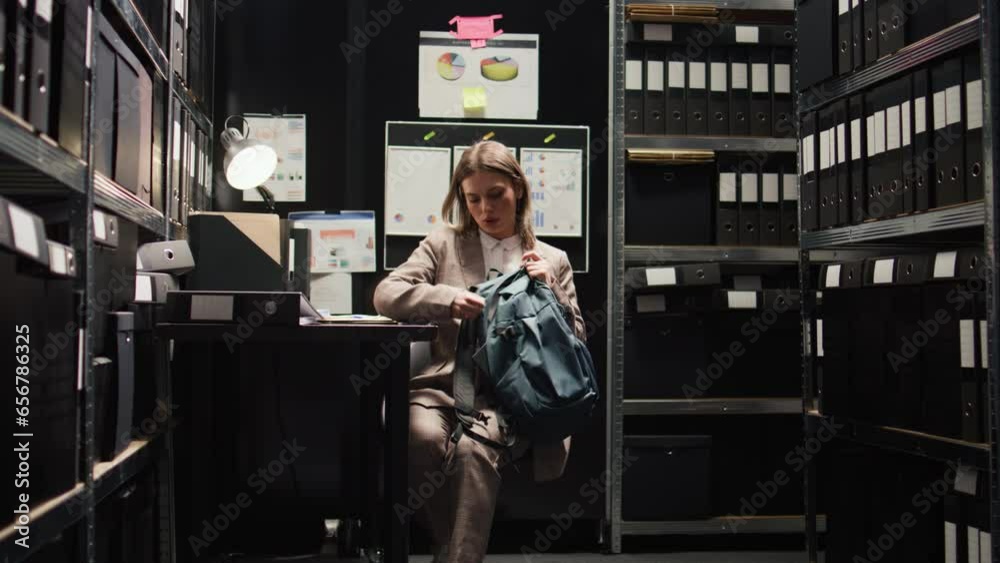 In office, police officer arrives and searches through criminal history ...