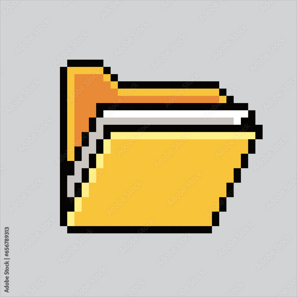Pixel art illustration Folder Icon. Pixelated Folder. Folder office ...