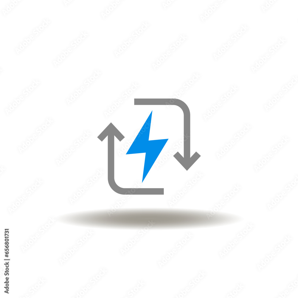 Vector illustration of cycle arrows and flash lightning. Icon of ...