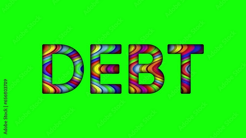 animated word debt with liquid effect text design animation on white ...