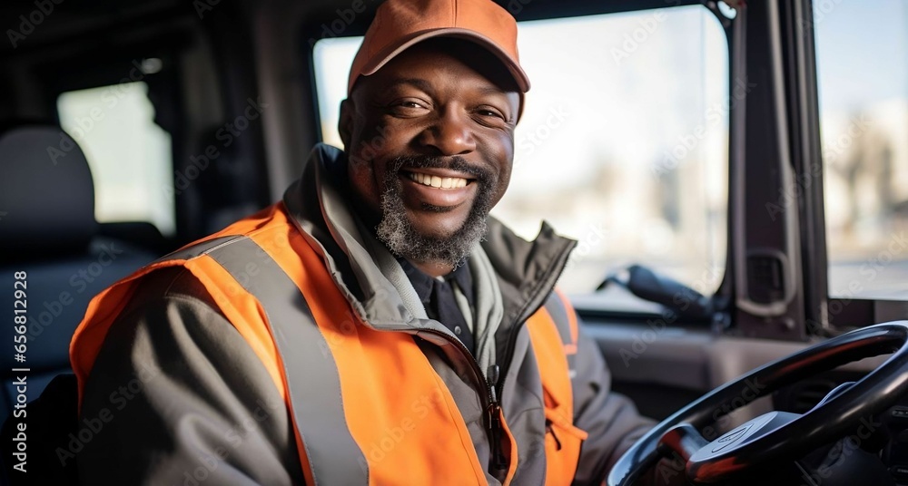 CDL Commercial Driver Inside of His Truck Stock Photo | Adobe Stock