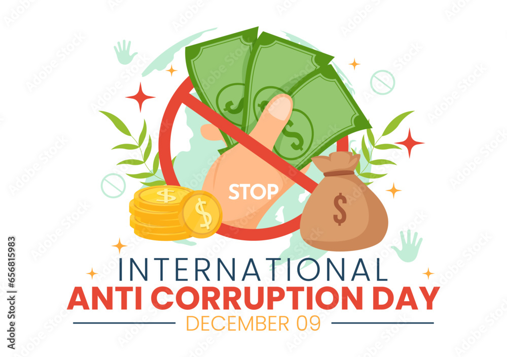 Anti Corruption Day Vector Illustration on 9 December with Stop Give ...
