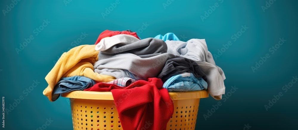 Laundry with overloaded washing machine and empty basket Stock Photo ...