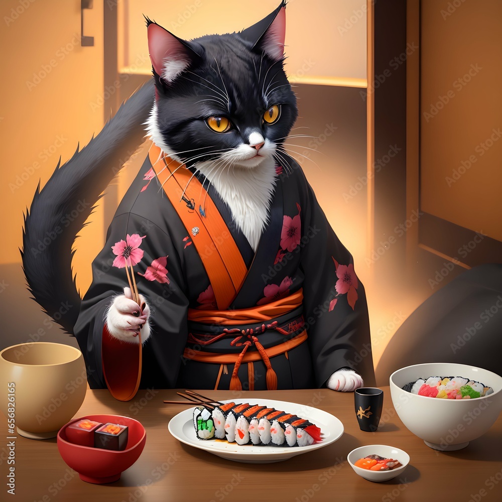 black cat, cute, japan, Sushi, love, lovely cat, dark aesthetic, a ...