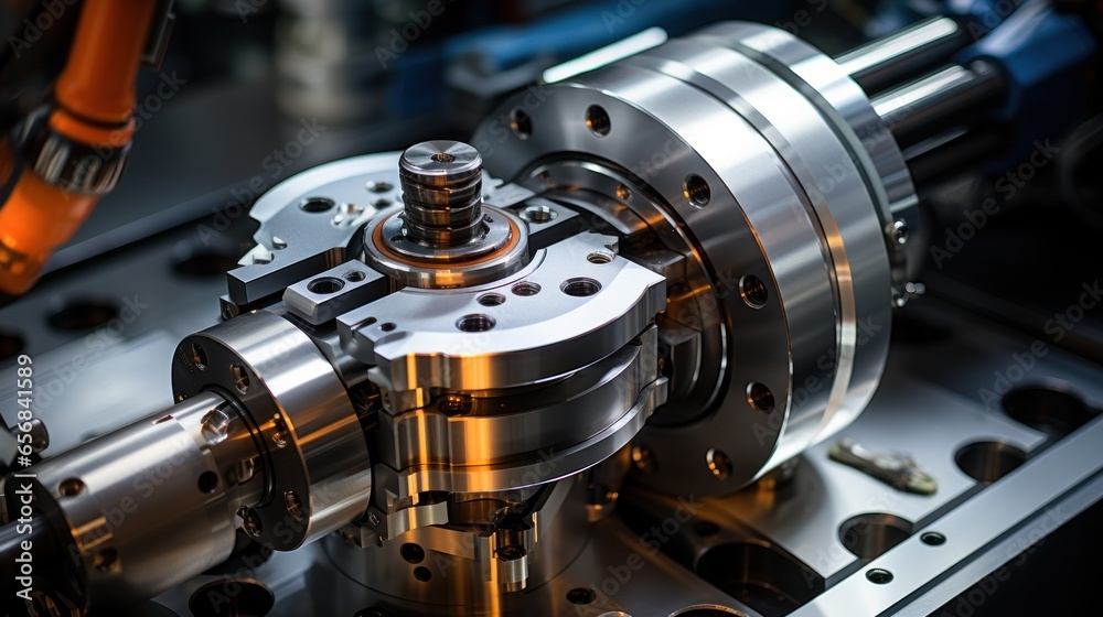 Foto de distance display near turning a cylindrical aluminum workpiece ...