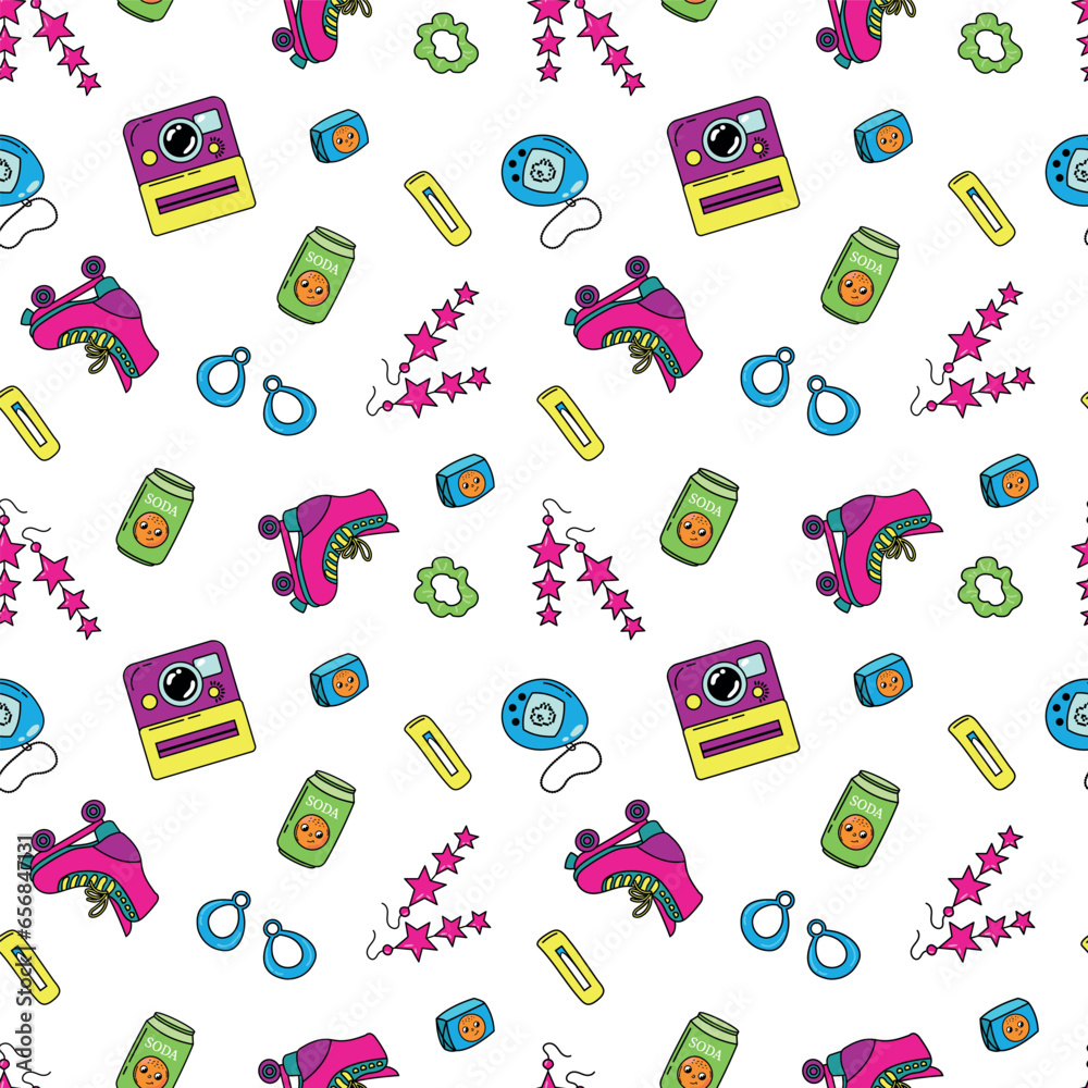 Seamless retro pattern. Nostalgia of the 90s. Design for fabric ...