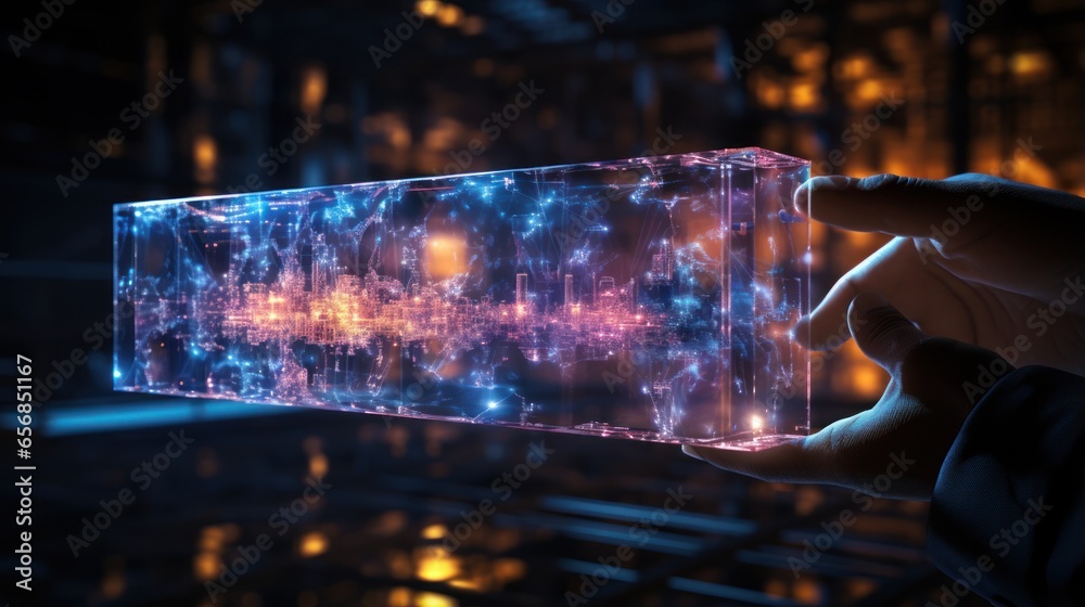 Metaverse Virtual Technology hand holding global network connection ...