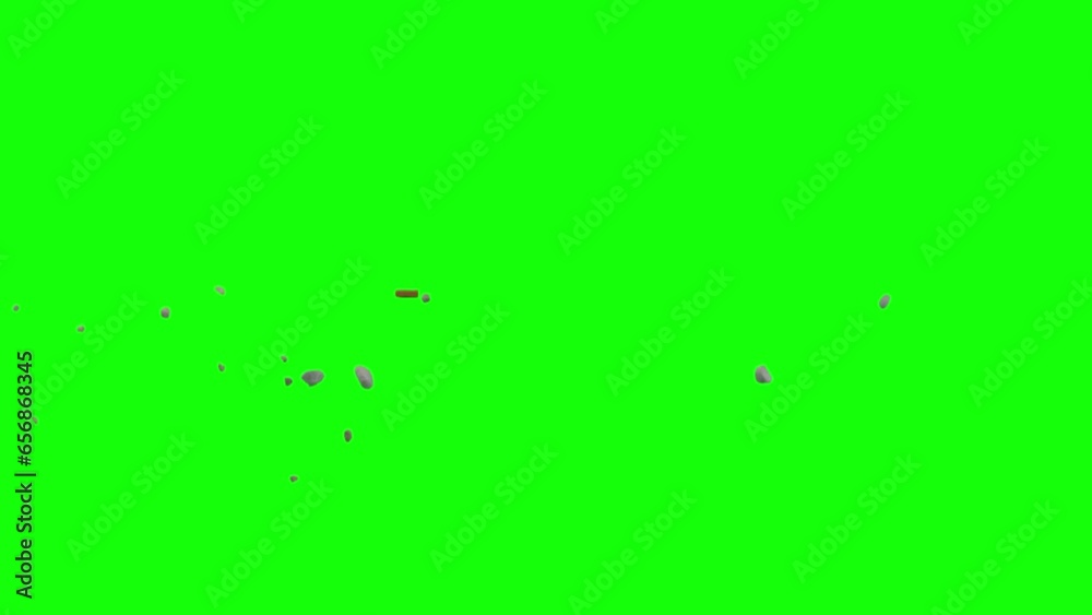 Thrown pieces of bricks and rocks, falling from top left side of the ...