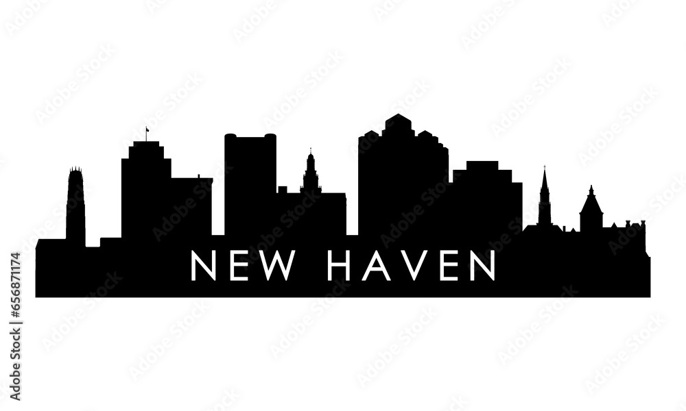 New Haven skyline silhouette. Black New Haven city design isolated on ...