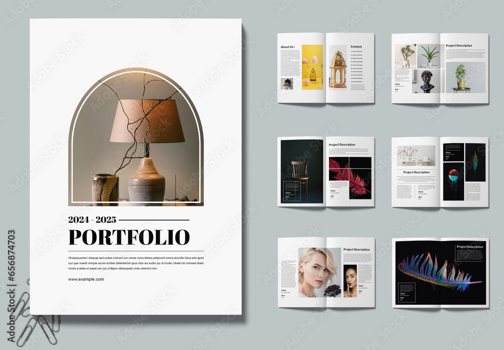 Minimal Portfolio Layout with Black Accent Stock 템플릿 | Adobe Stock