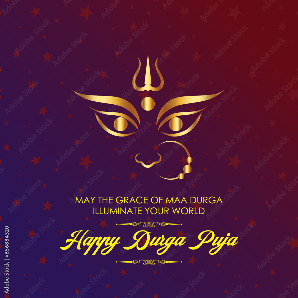 happy durga puja creative banner background design with goddess durga ...