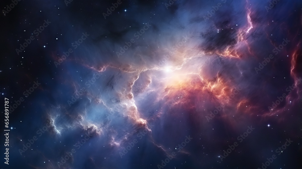 Space nebula in 3d: an illustration of the cosmic clouds and stars for ...