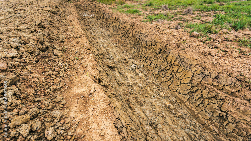 Digging ditches, digging soil, digging ditches. Dig trenches for ...