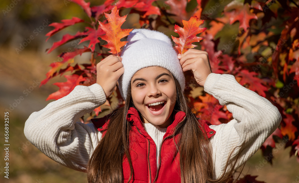autumn beauty. school girl in september. happy teen girl in fall ...