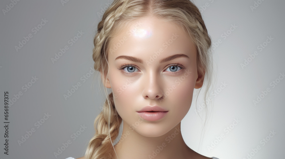 Beautiful woman with perfect smooth skin over clean background. Stock ...