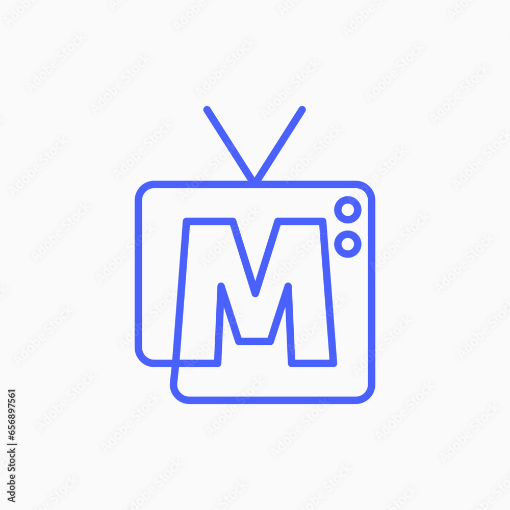 m letter mark channel television tv logo vector icon illustration Stock ...