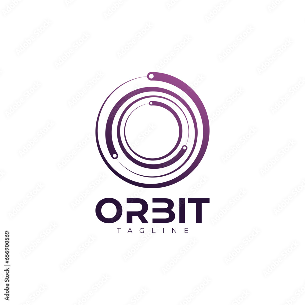 vector orbit planet logo with rotating planet concept idea Stock Vector ...