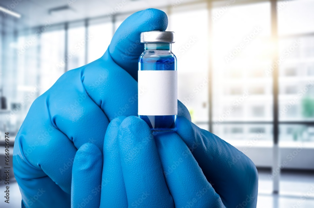 Vaccination concept. Doctor hold vial of vaccine, AI generated image Stock Illustration | Adobe ...