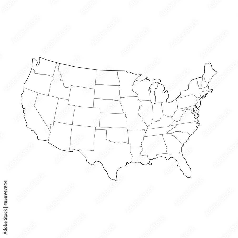 Line Map of United States of America Vector Illustration Icon USA map ...