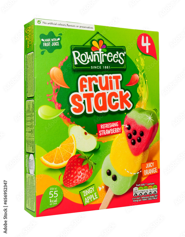 Rowntrees fruit stack lollies, apple, orange and strawberry fruit juice ...