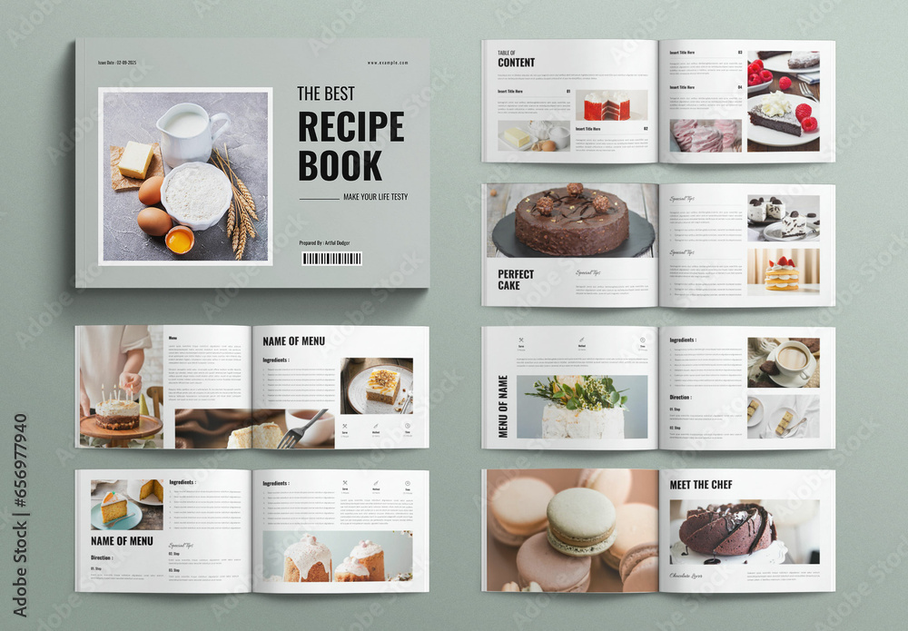 Recipe Book Creator Template Cookbook Layout Design Landscape Stock ...