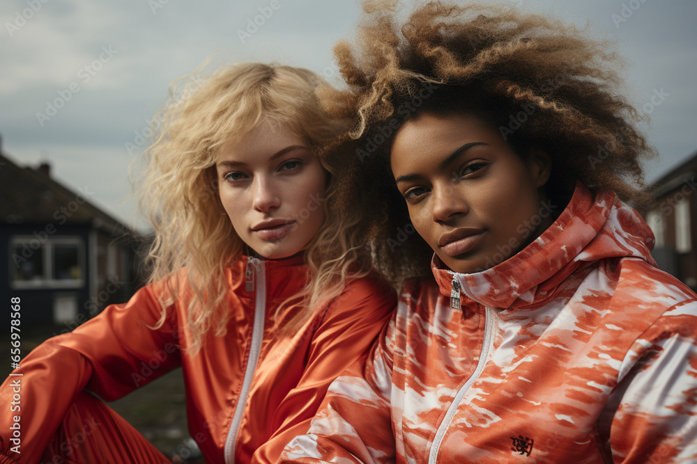 Gen Z pals in velour tracksuits and flip phones, striking poses at a ...