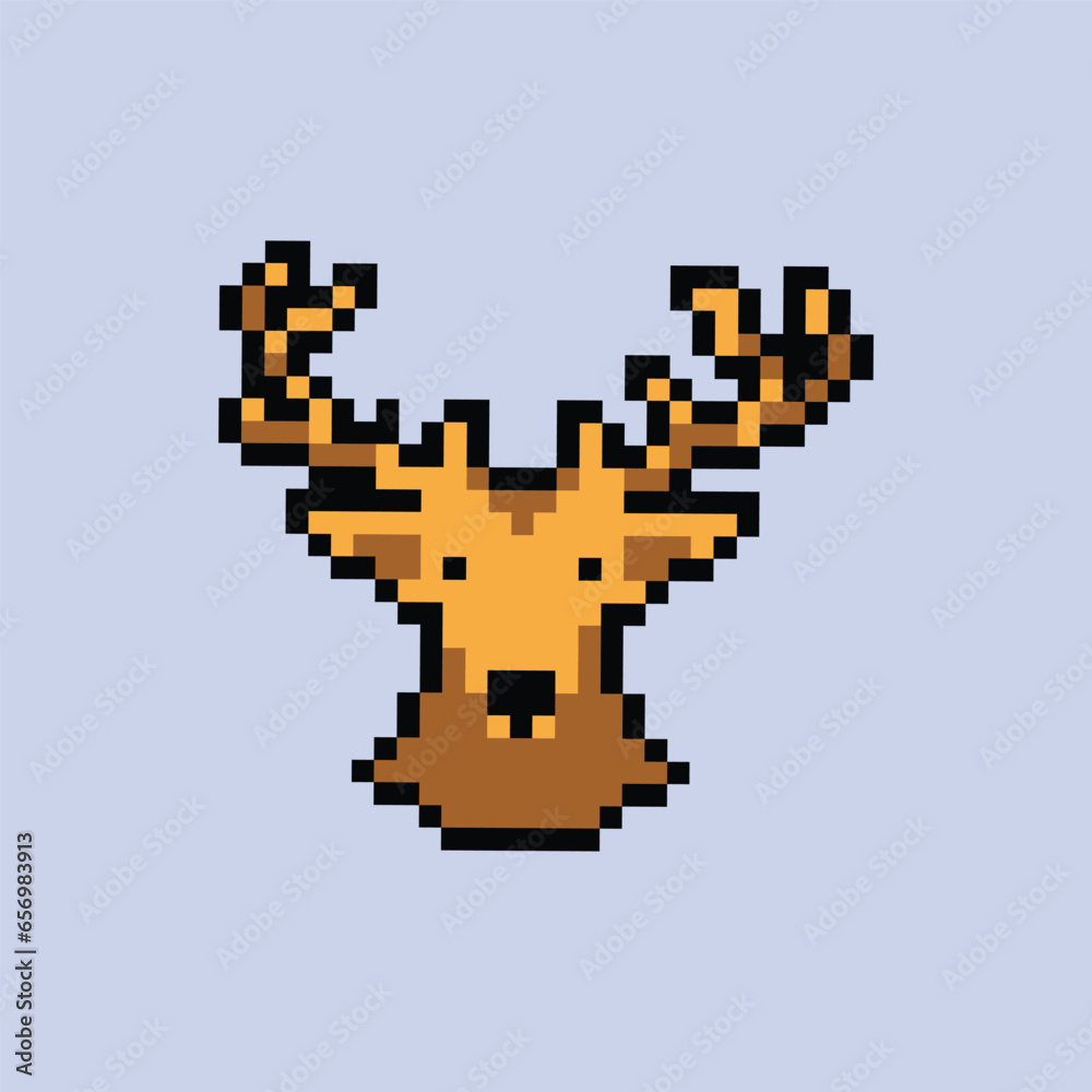 this is Animal Head icon in pixel art with simple color and blue ...