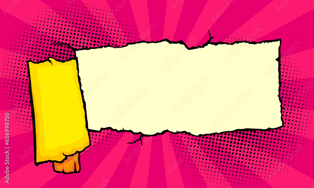 Paper torn in comic cartoon style background Stock Vector | Adobe Stock