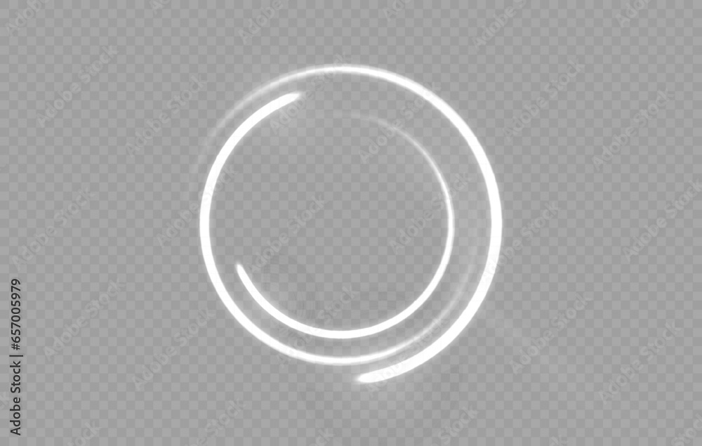 White circle glowing light explodes on a transparent background ...