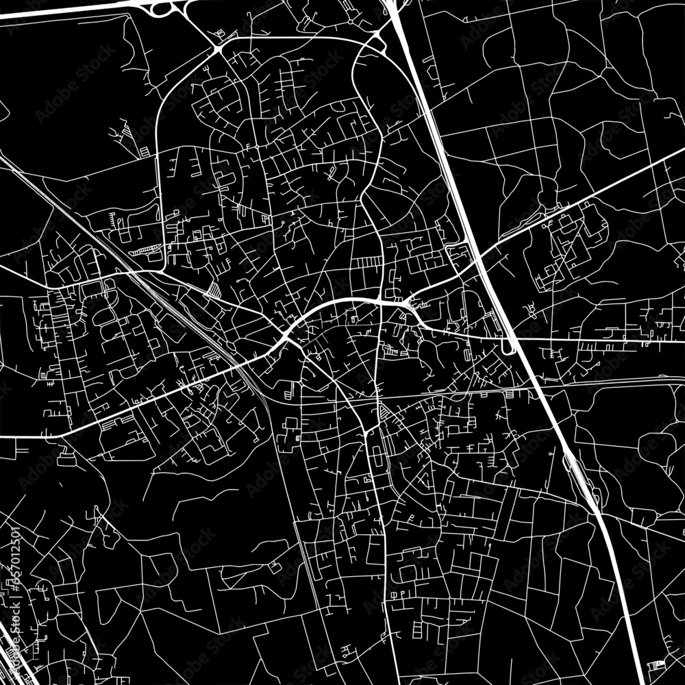 1:1 square aspect ratio vector road map of the city of Hilden in ...