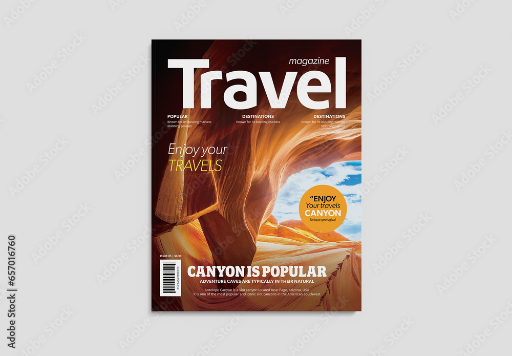 Travel Magazine Cover Layout Stock Template | Adobe Stock