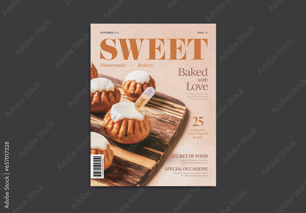 Cooking Food Magazine Cover Layout Stock Template | Adobe Stock