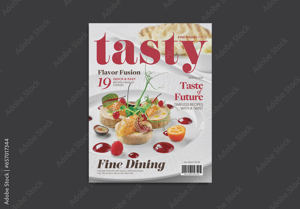 Cooking Food Magazine Cover Layout Stock Template | Adobe Stock