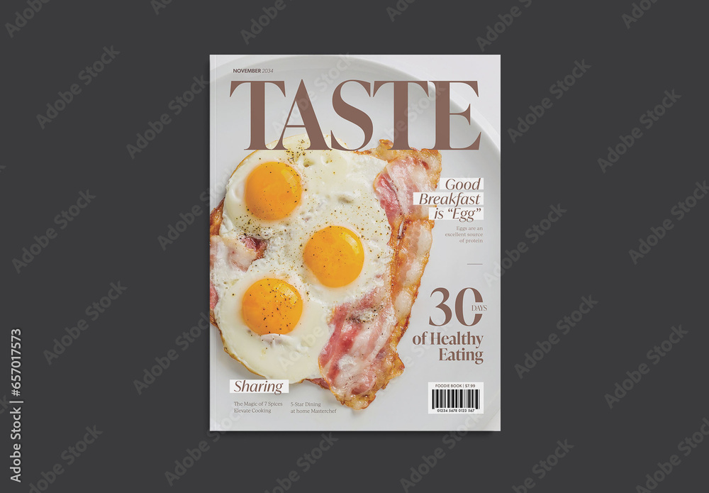 Cooking Food Magazine Cover Layout Stock Template | Adobe Stock
